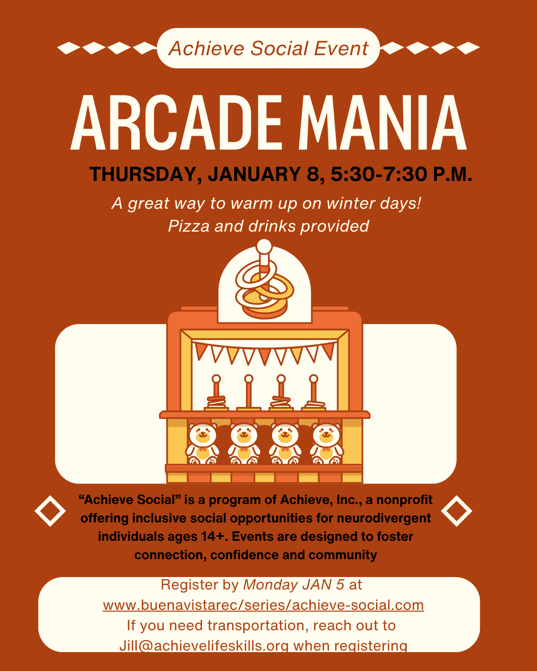 Achieve Social: Arcade and Game Night - January 8, 2026 - Buena Vista ...